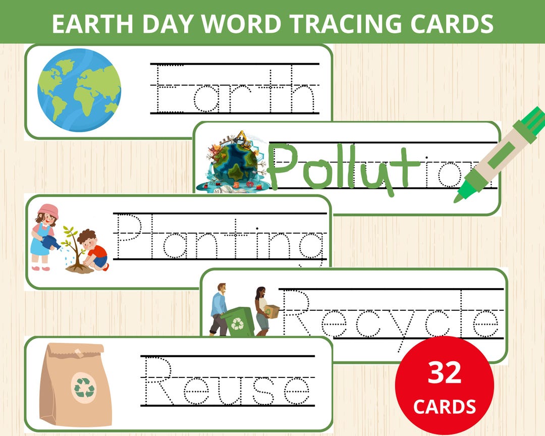 Earth Day Word Tracing,recycle Day Prek,earth Day Tracing Strips,earth ...