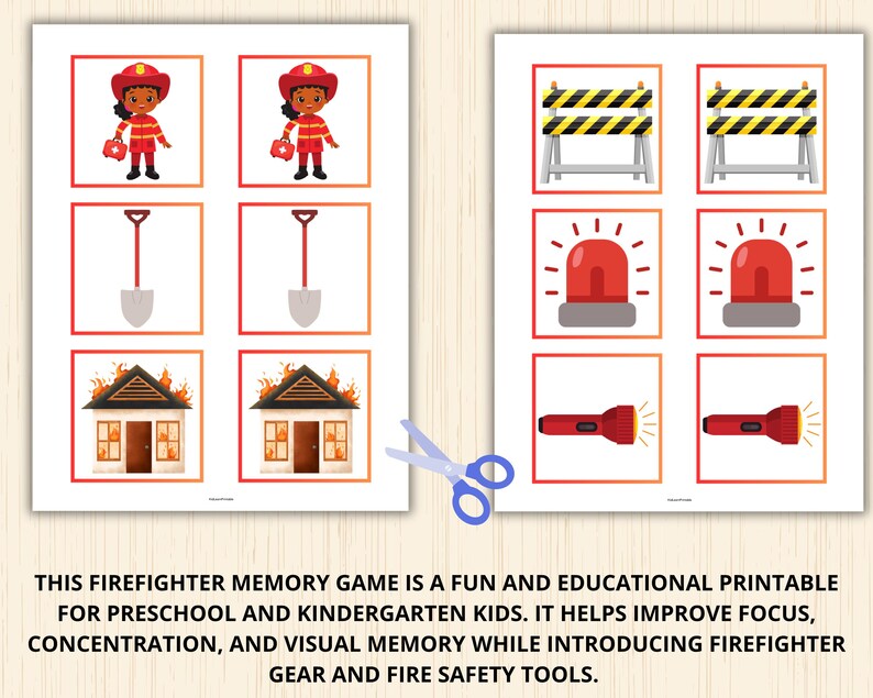 Firefighter Memory Game,firefighter Matching Game,fireman Birthday ...