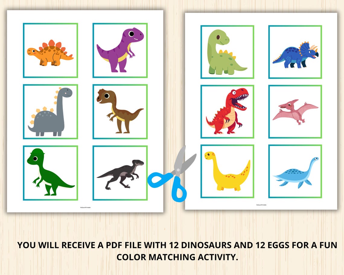 Dinosaur Color Match,dinosaur Preschool Activity,color Sorting Game ...