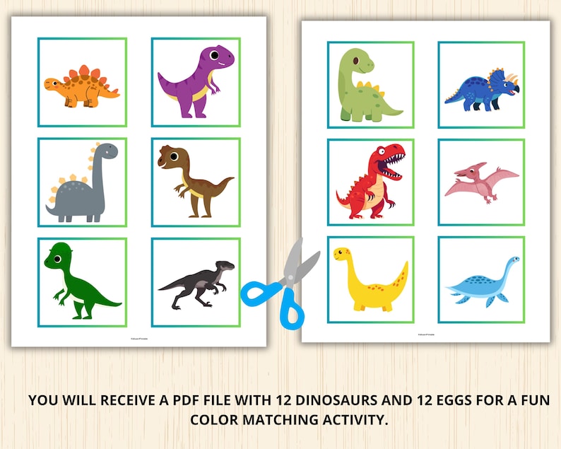Dinosaur Color Match,dinosaur Preschool Activity,color Sorting Game ...
