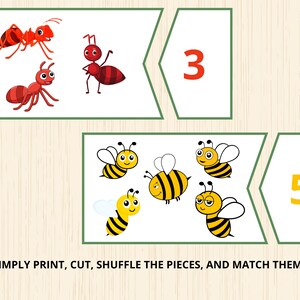 Insect Number Matching,spring Puzzle,counting Activity,preschool,number ...