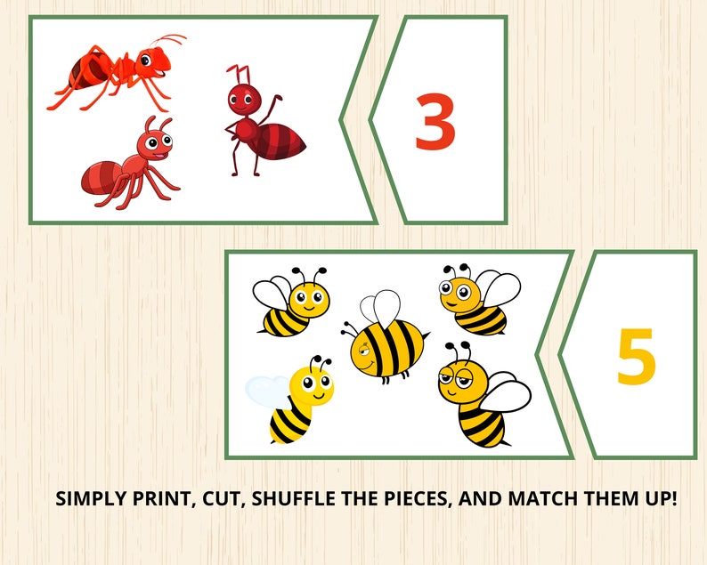 Insect Number Matching,spring Puzzle,counting Activity,preschool,number ...