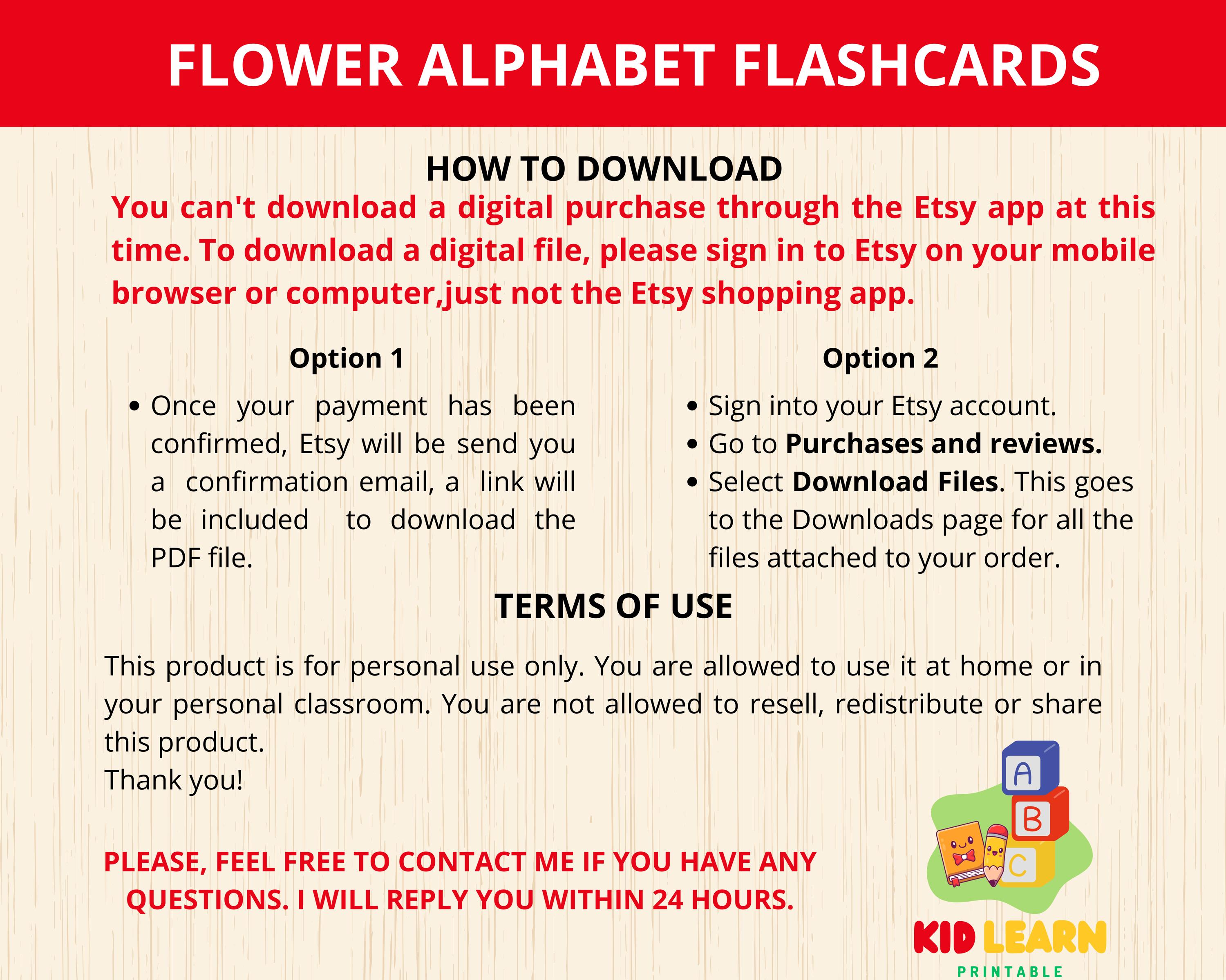 Flower Alphabet,flower Flashcards,flower Identification Cards,abc ...