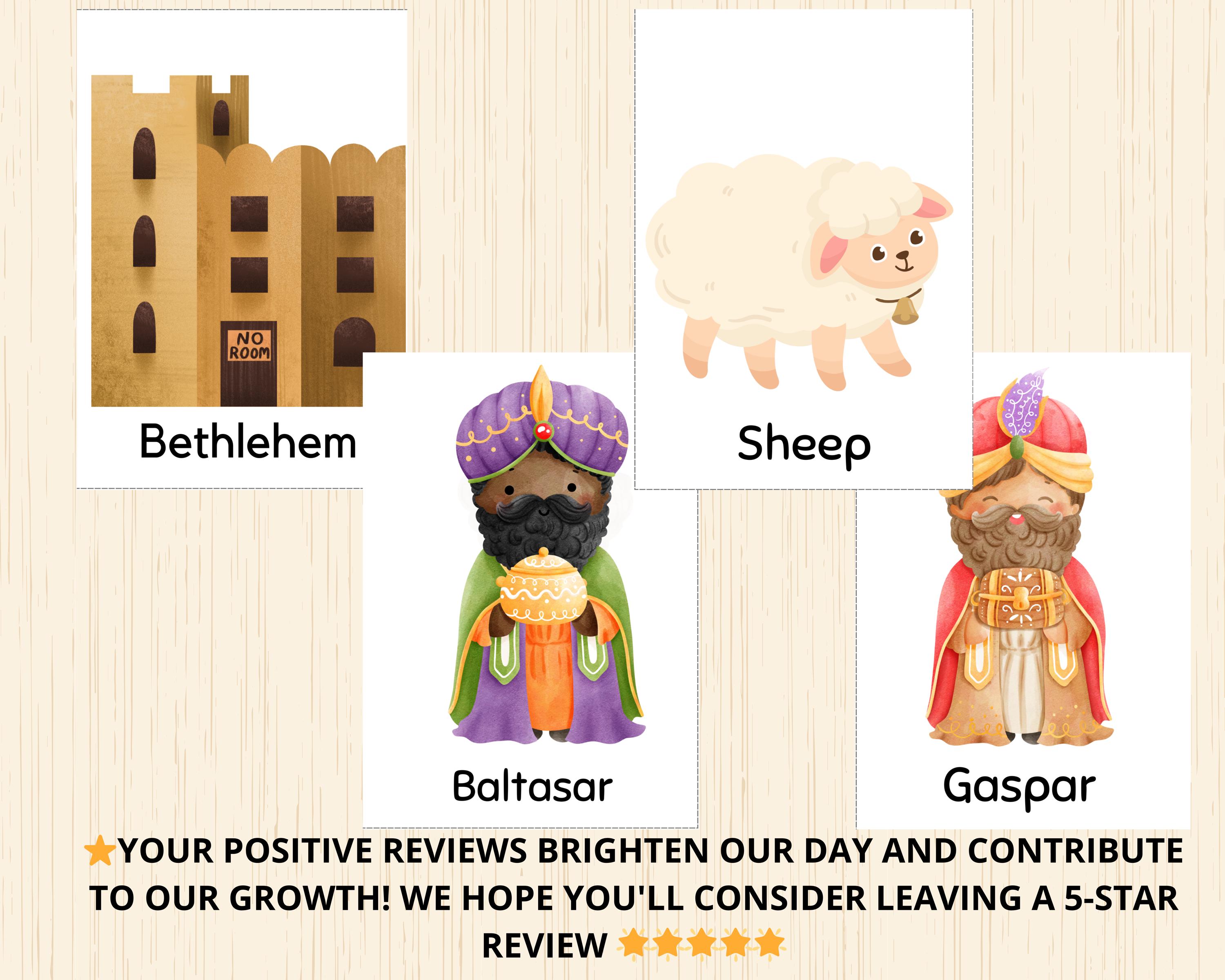 Nativity Flashcards for Kids,nativity Story Cards,nativity Scene Kids ...