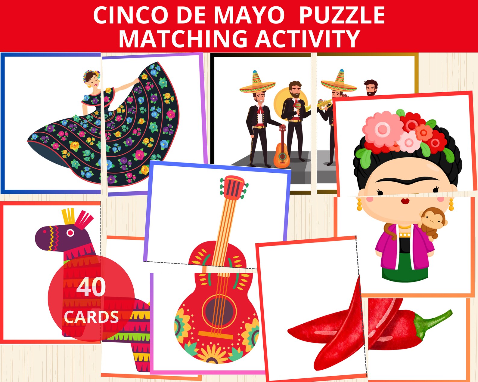 Cinco De Mayo Matching Game,preschool Activity,montessori,matching ...