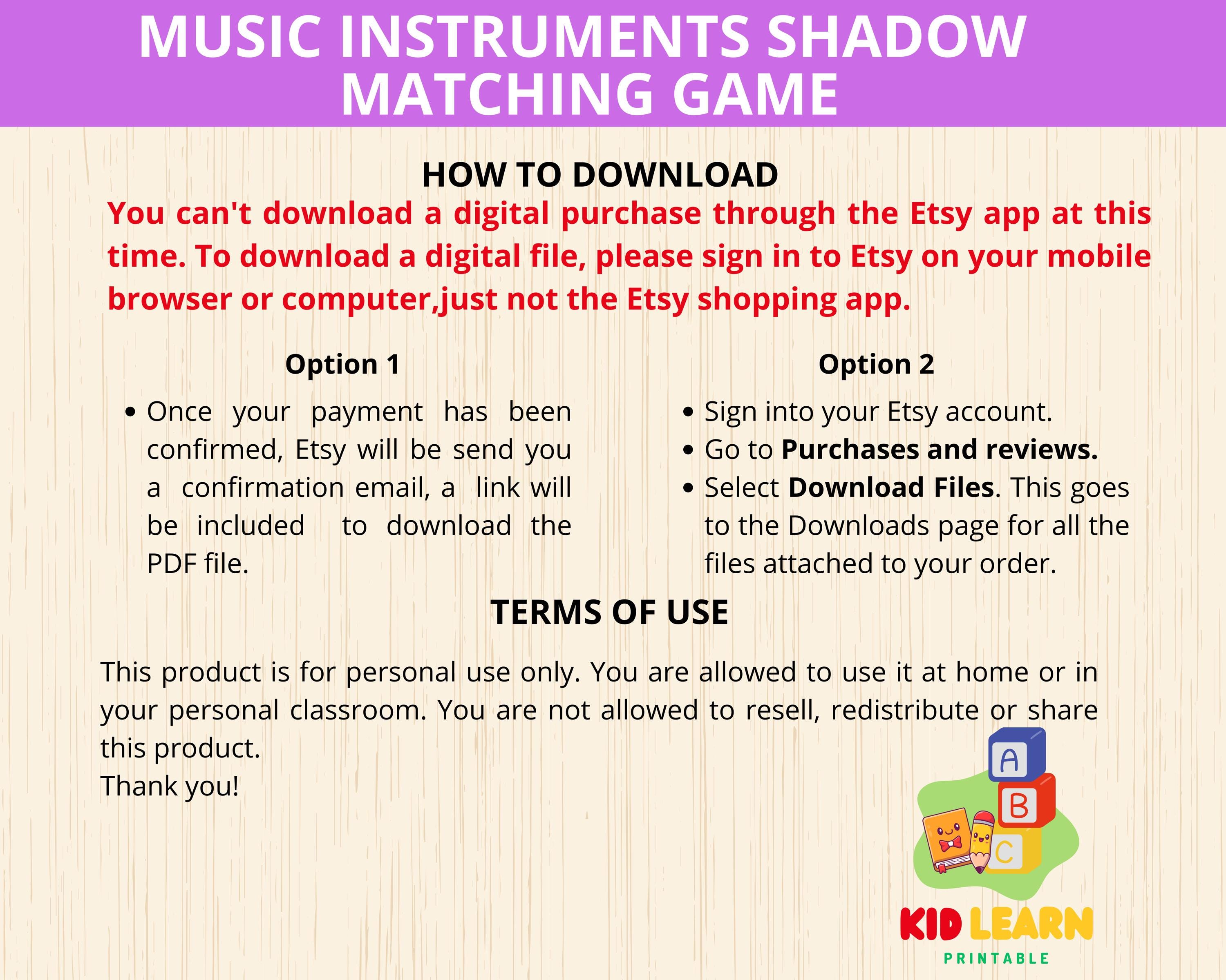 Music Instruments Shadow Matching Cards,music Preschool Activity ...