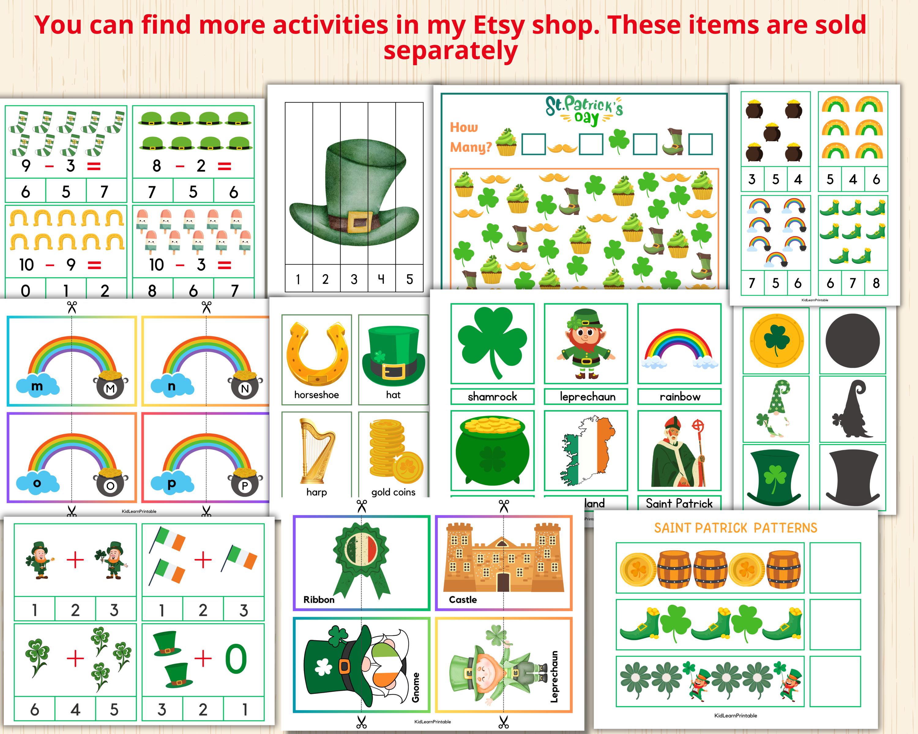 St Patricks Day Alphabet,letter Matching Game,st Patricks Day Activity ...