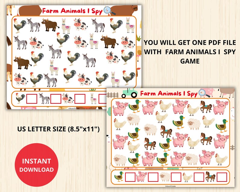 Farm Animal I Spy,counting Activity,look and Find,farm Animals ...