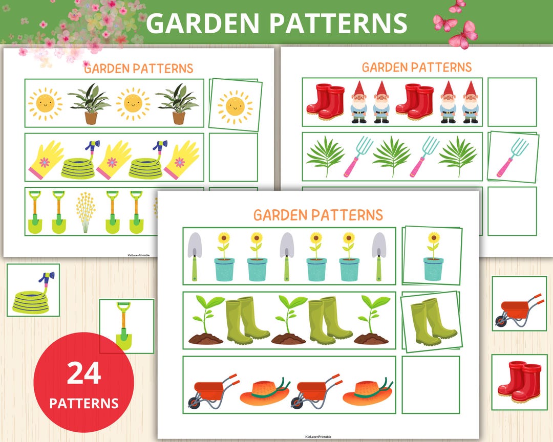 Garden Patterns,garden Montessori,pattern Worksheets,spring Busy Book ...