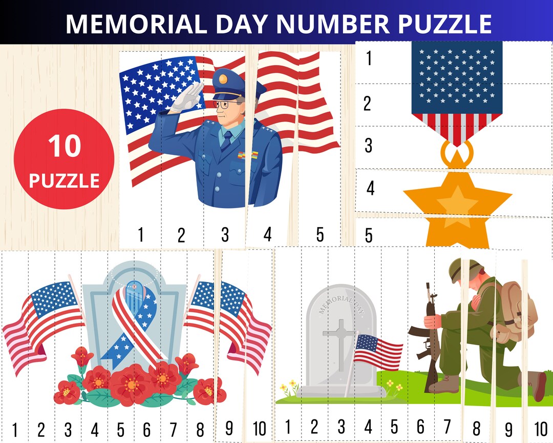 Memorial Day Games,number Matching,memorial Day Puzzle,counting ...