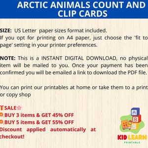 Arctic Animals Count and Clip Cards,polar Animals Cards,winter ...