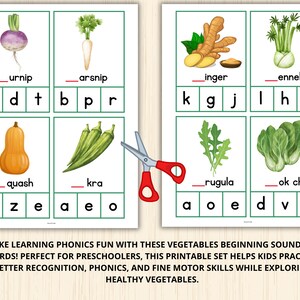 Vegetable Beginning Sound Clip Cards,veggies Montessori Preschool ...