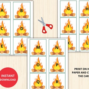 Camping Letter Match,preschool Letters,alphabet Matching Game,camping ...