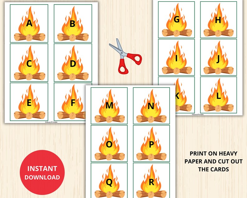 Camping Letter Match,preschool Letters,alphabet Matching Game,camping ...