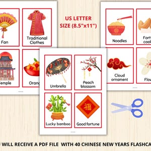 Chinese New Year Flashcards,lunar New Year Vocabulary Cards,montessori ...