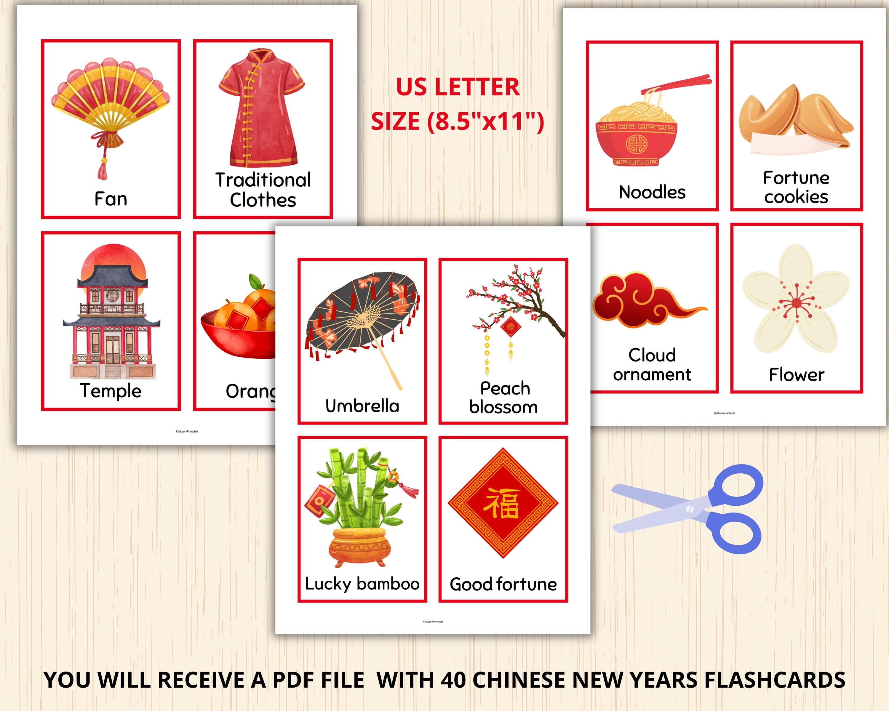 Chinese New Year Flashcards,lunar New Year Vocabulary Cards,montessori ...