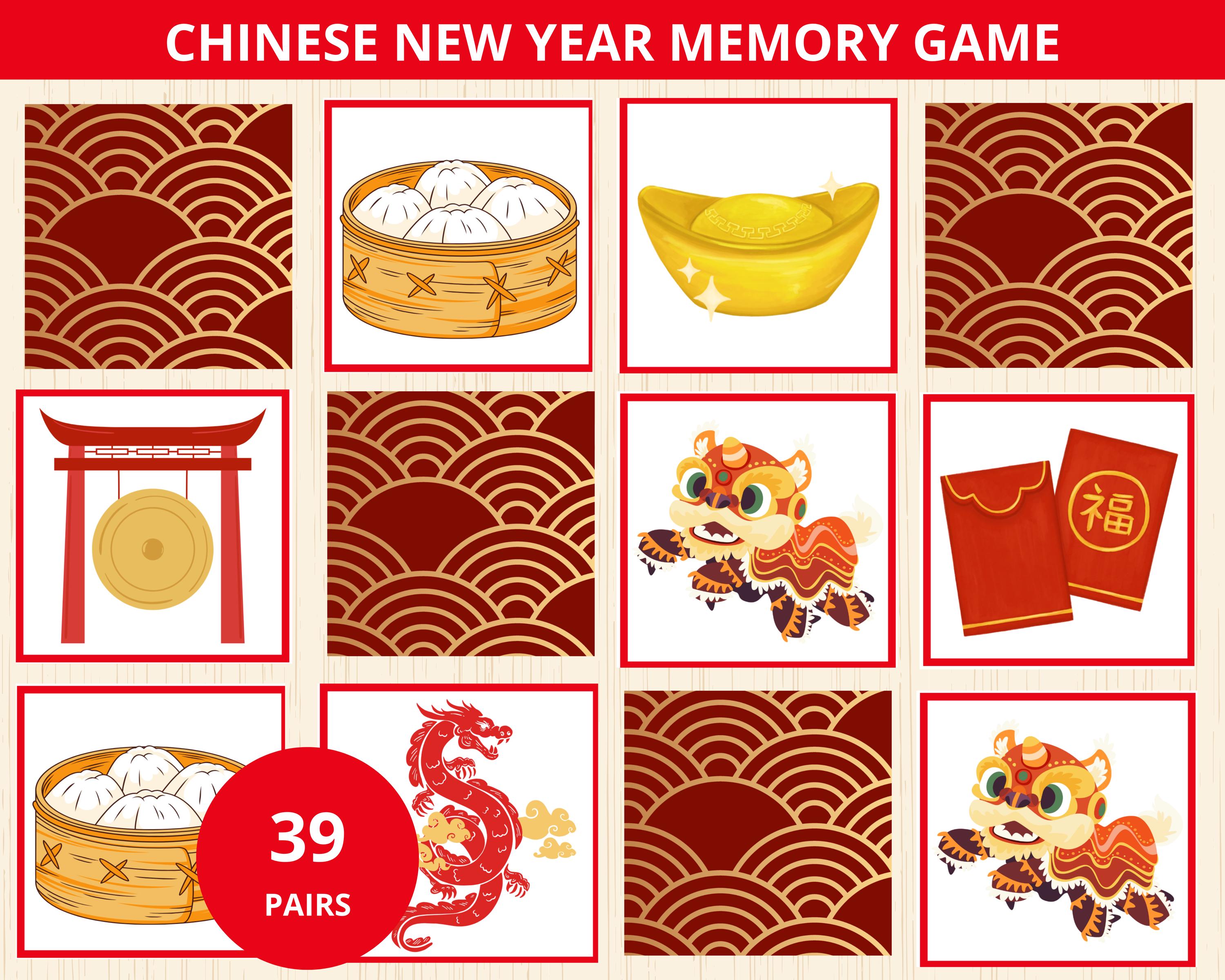Chinese New Year Memory Game,lunar New Year Matching Activity,memory ...