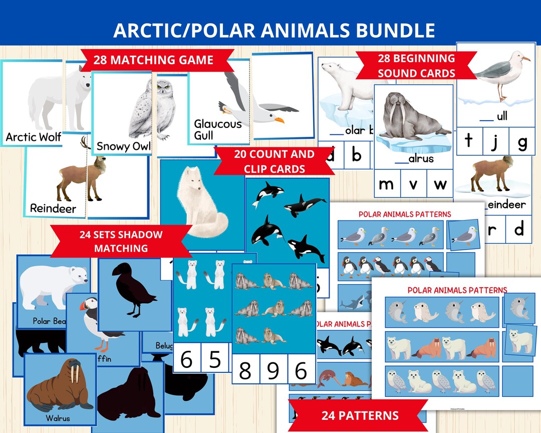 Arctic Animals Bundle,polar Animals Preschool Activity,arctic Animal ...