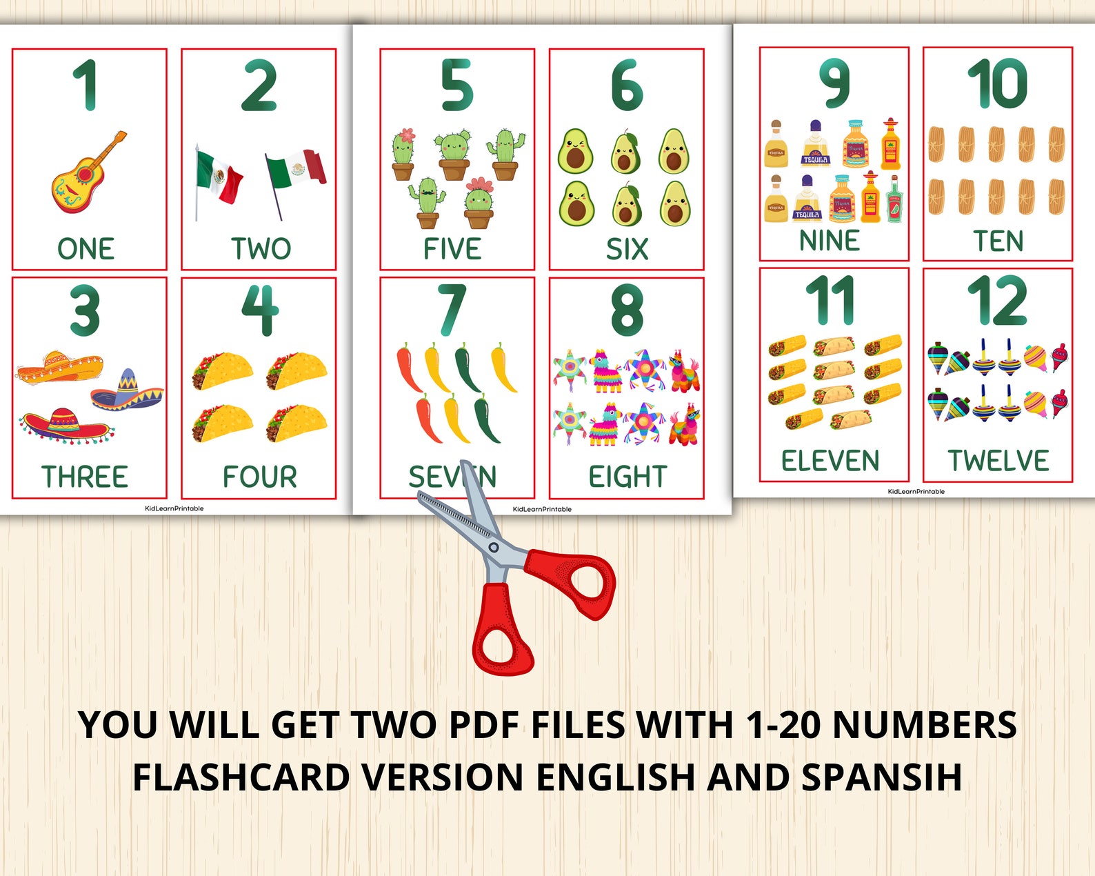 Numbers Bilingual Flashcards, Spanish and English, Early Learning ...