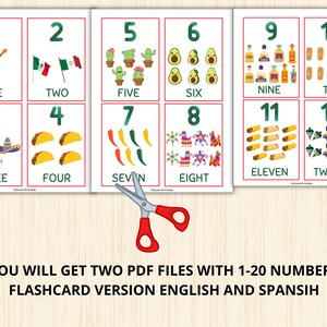 Numbers Bilingual Flashcards, Spanish and English, Early Learning ...