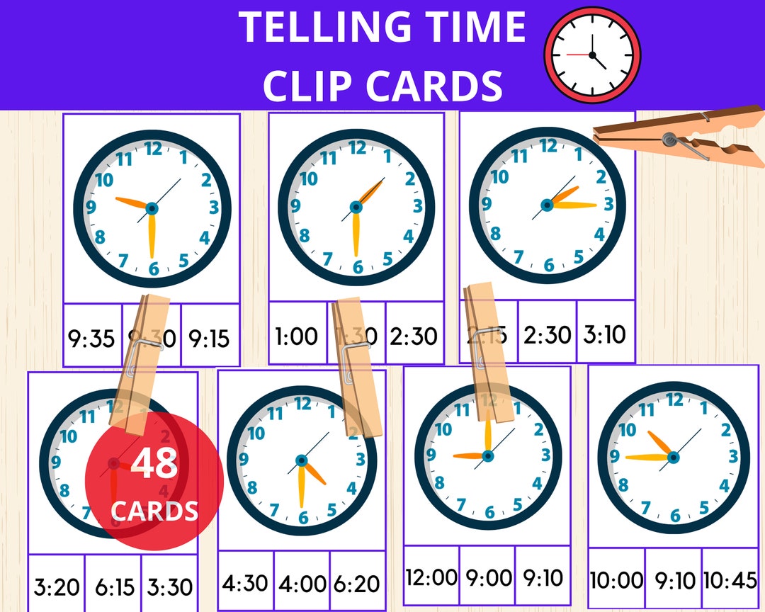 Telling Time Clip Cards,clock Activity,tell the Time Activity,learn the ...
