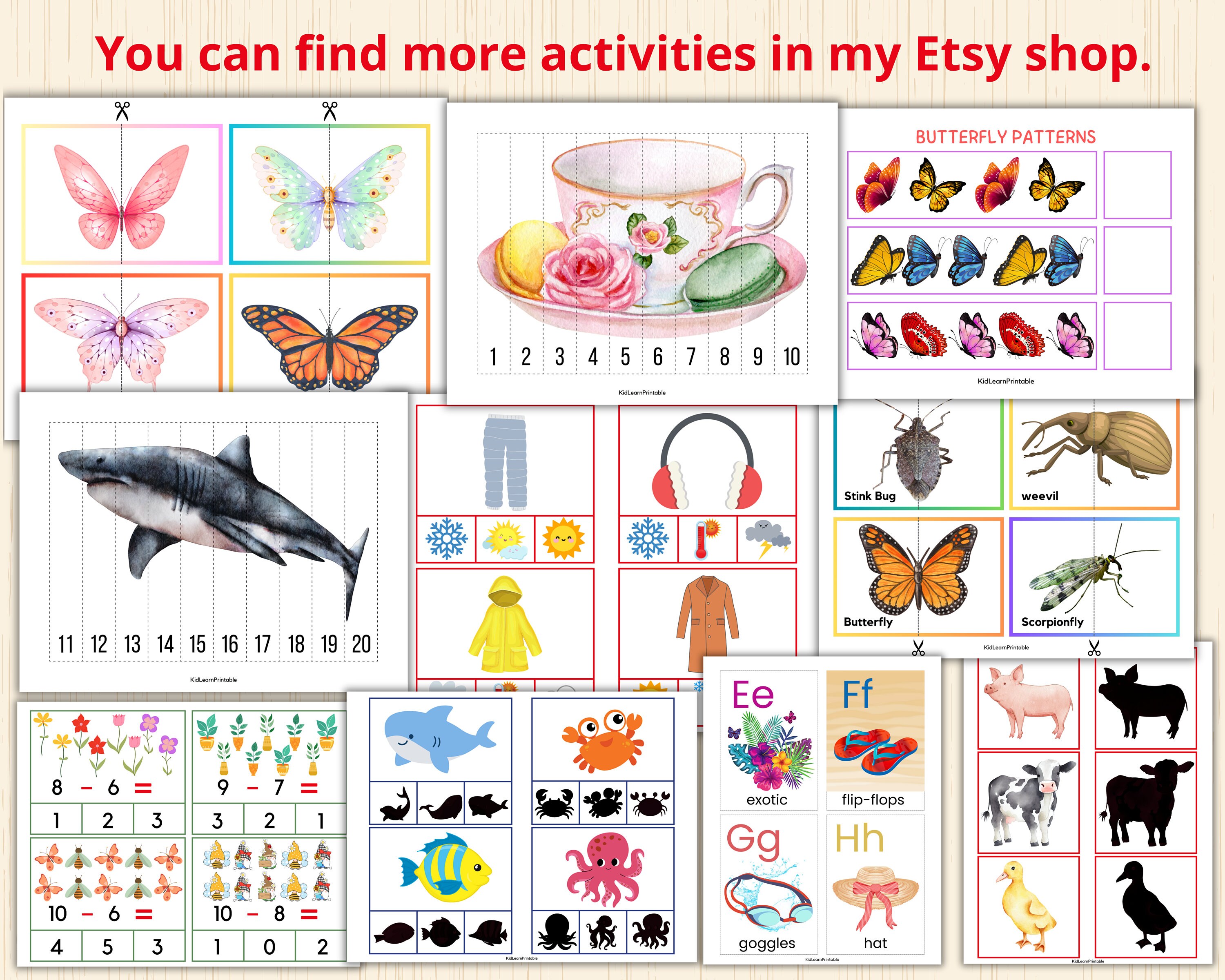 Ocean Animals Word Tracing,sea Animals Tracing,sealife Tracing,summer ...