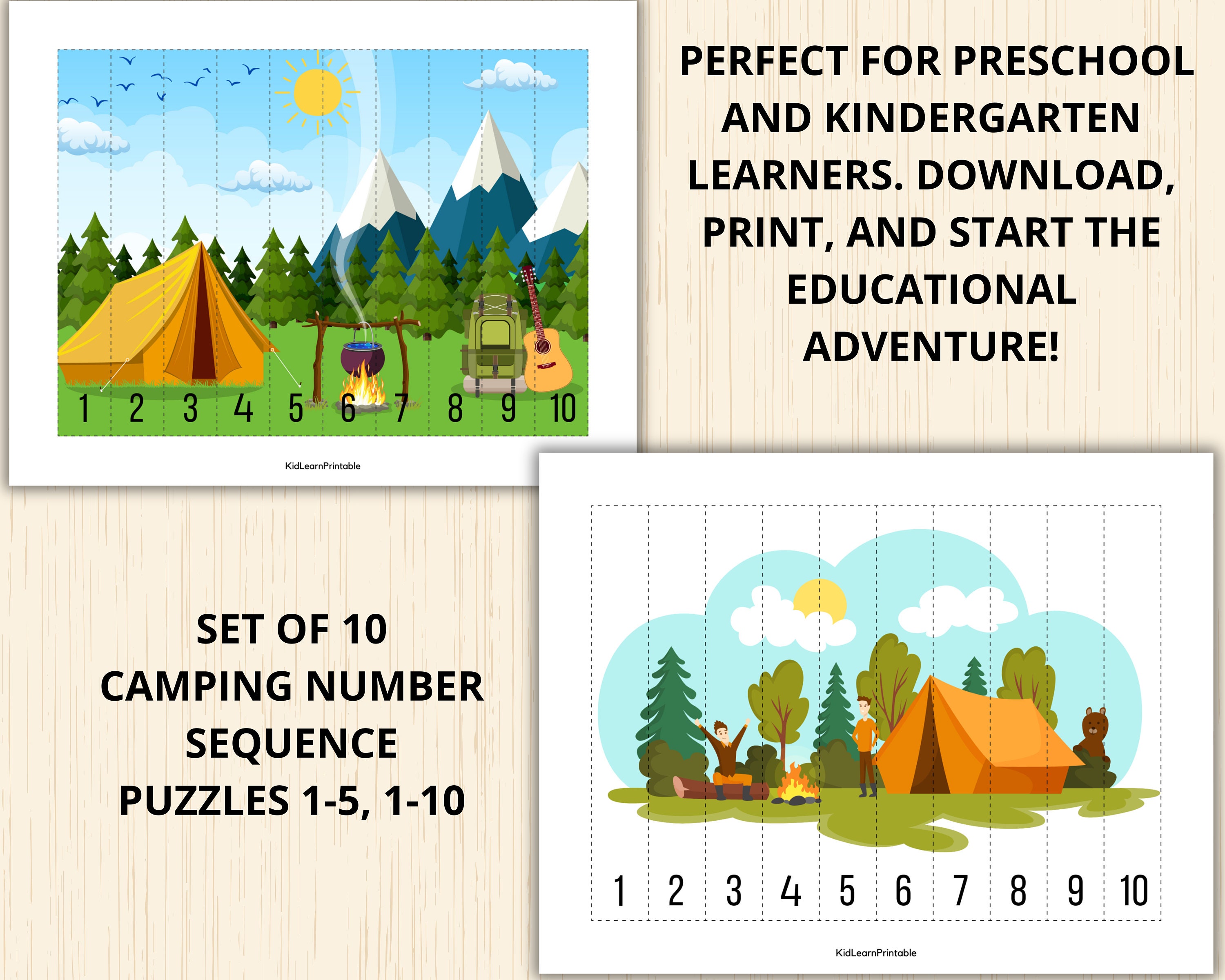 Camping Puzzle,camping Number Sequence,numbers 1-10,camping Summer ...