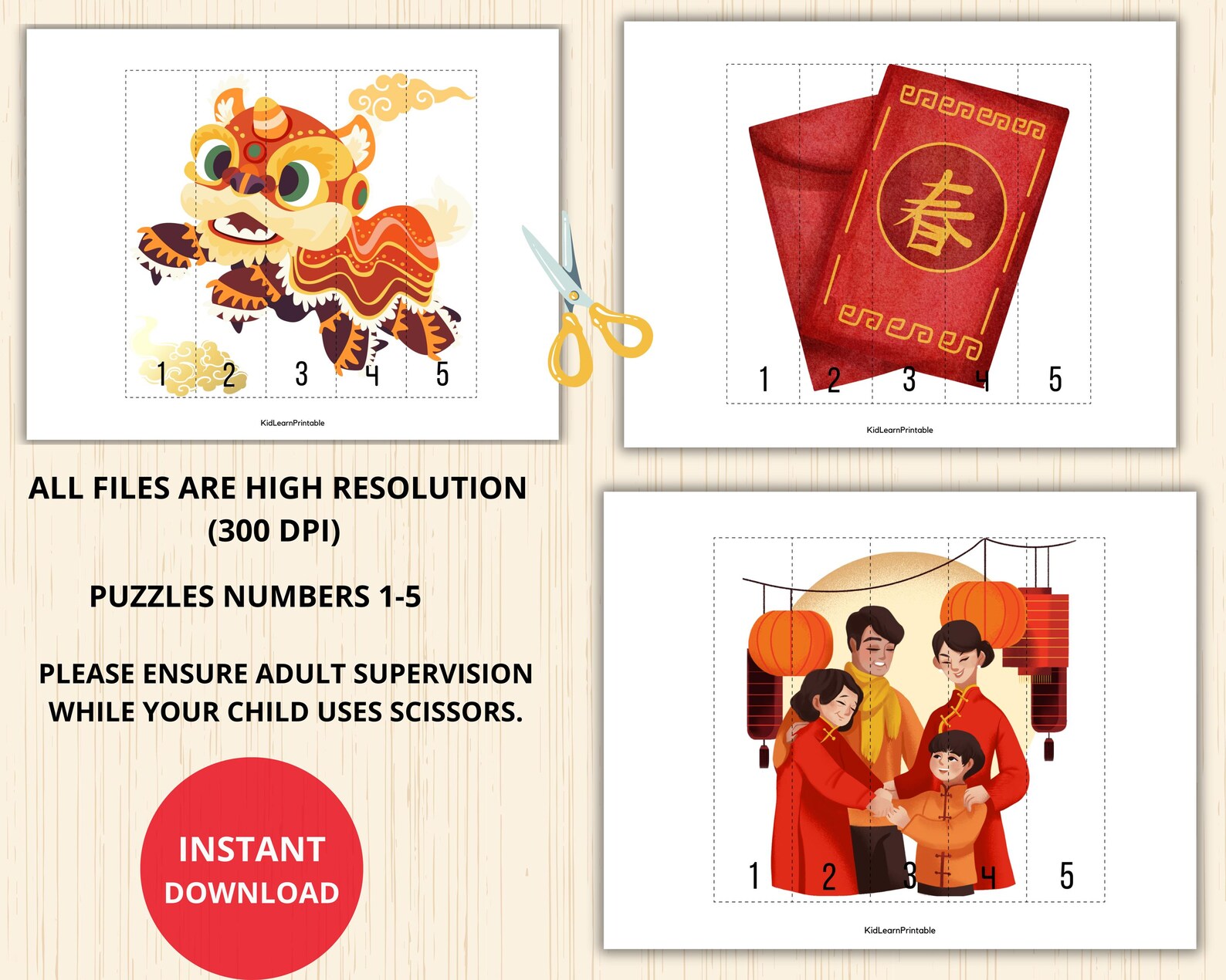 Chinese New Year Game,chinese Matching Activity,lunar New Year Puzzle ...