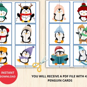 Penguin Matching Game,winter Match Activity,match the Halves,winter ...