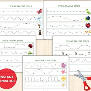 Spring Tracing Practice,tracing Strips,lines Tracing,handwriting ...