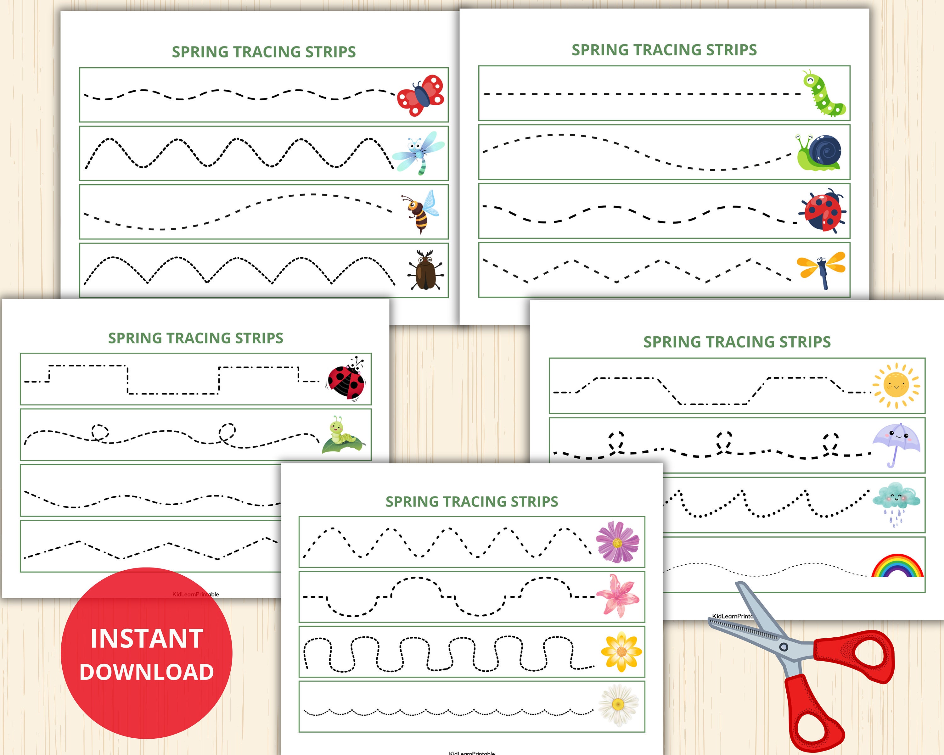 Spring Tracing Practice,tracing Strips,lines Tracing,handwriting ...