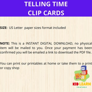 Telling Time Clip Cards,clock Activity,tell the Time Activity,learn the ...