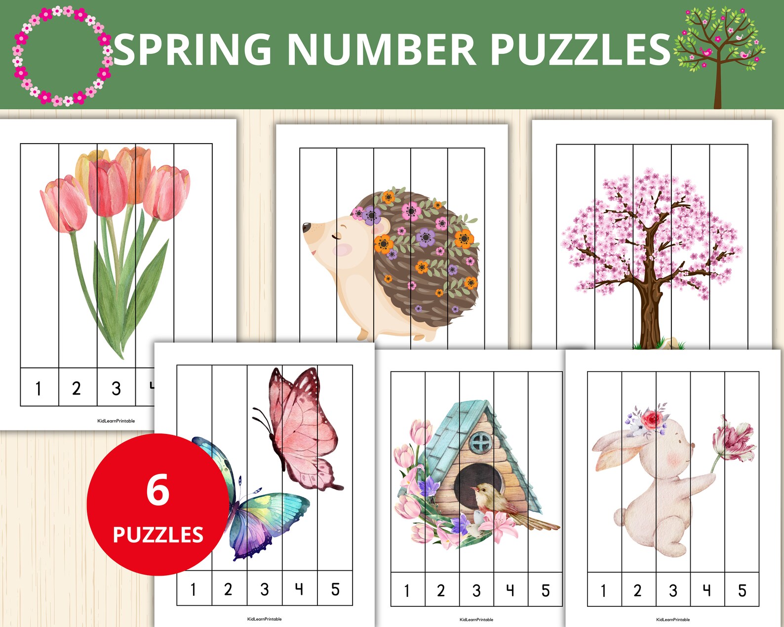 Spring Number Puzzles, Montessori Spring Printable, Number Sequence ...