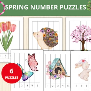 Spring Number Puzzles, Montessori Spring Printable, Number Sequence ...