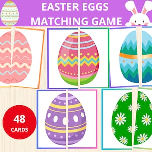 Easter Eggs Matching Game, Easter Egg Puzzle, Easter Eggs Symmetry ...