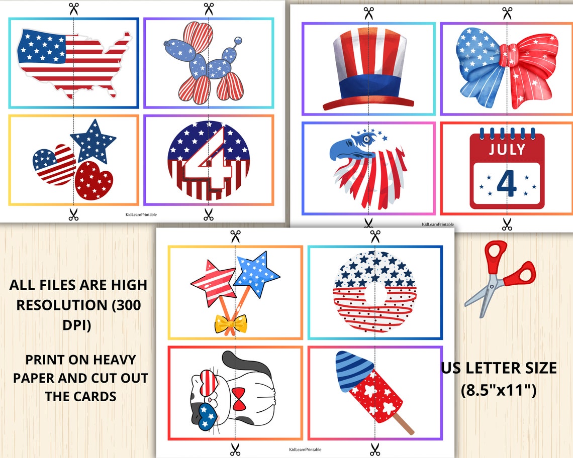 4th of July Matching Game,4th of July Puzzle Symmetry,matching Activity ...