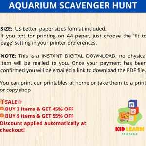 Ocean Scavenger Hunt,under the Sea Scavenger Hunt,aquarium Trasure Hunt ...