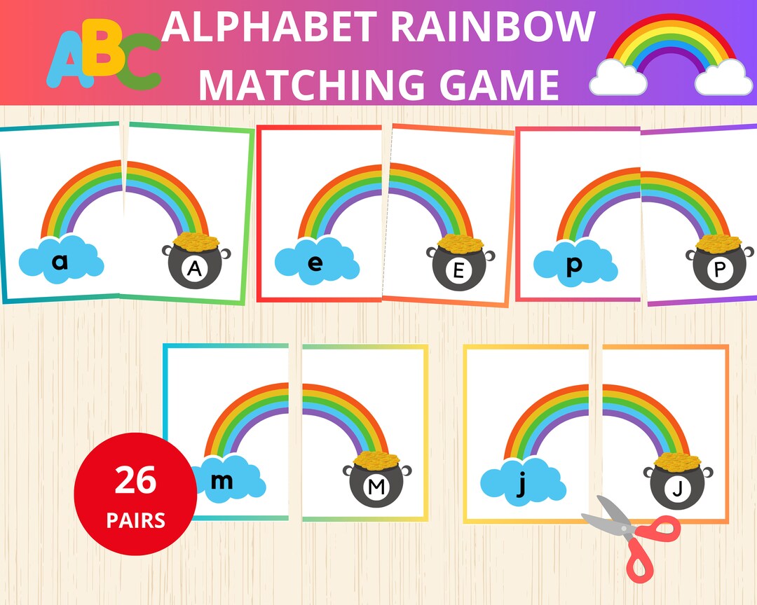 Rainbow Alphabet Matching Cards,rainbow Letter Matching ,ABC Puzzles ...