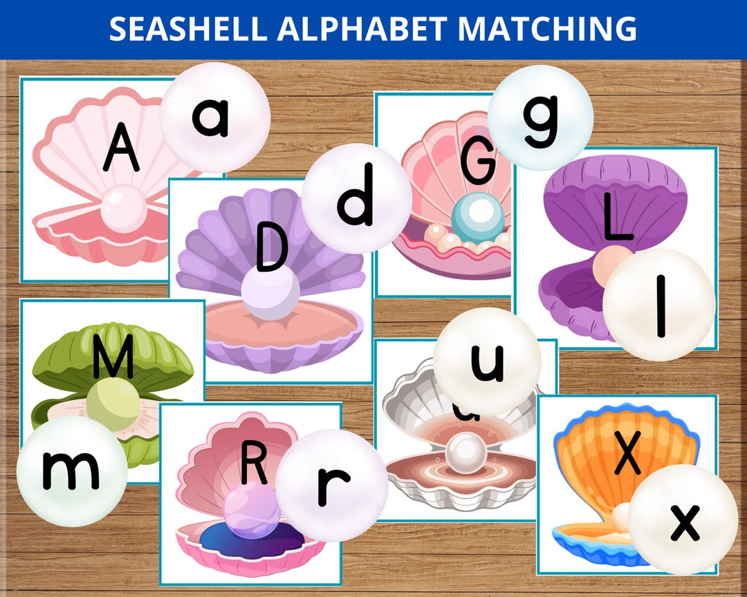 Seashell Alphabet Puzzle,beach Alphabet Matching,seashell Unit Study ...