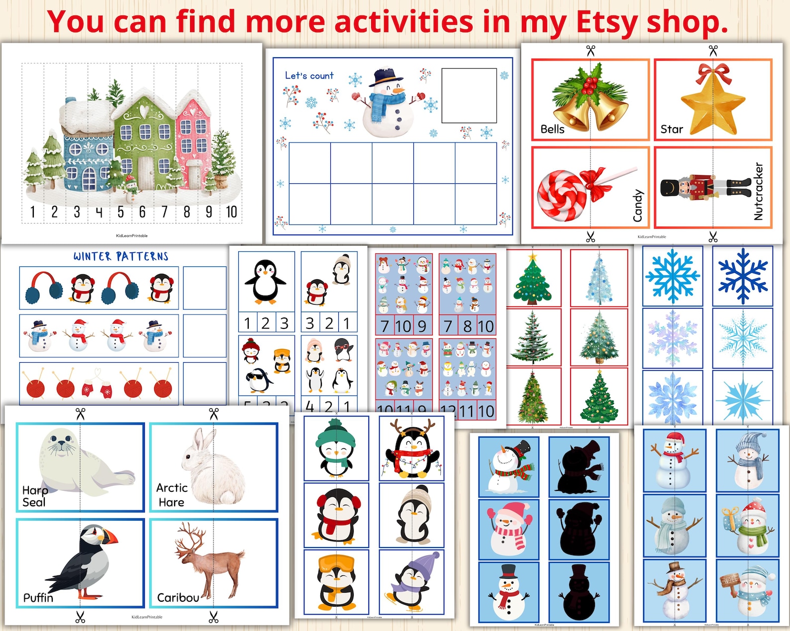 Arctic Animal Matching,arctic Animal Puzzle,winter Animal Montessori ...