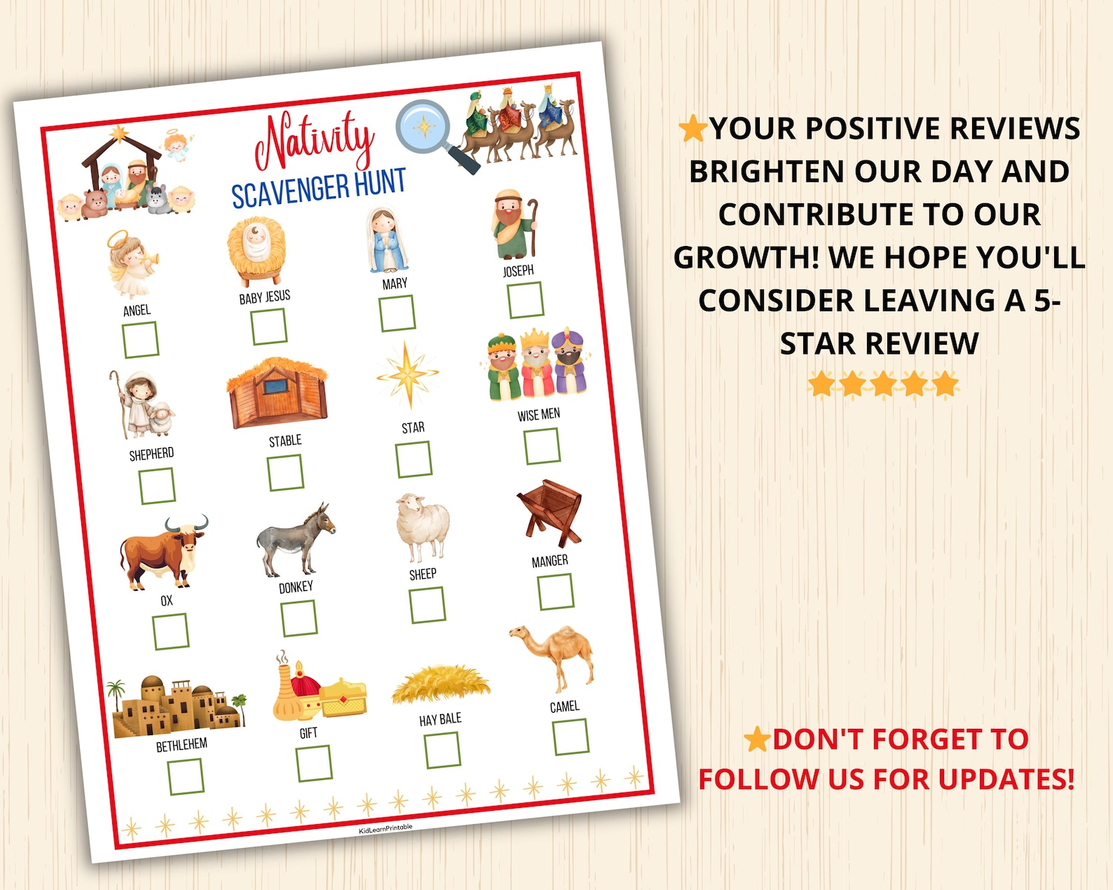 Nativity Scavenger Hunt,christmas Scavenger With Card,nativity Scene ...