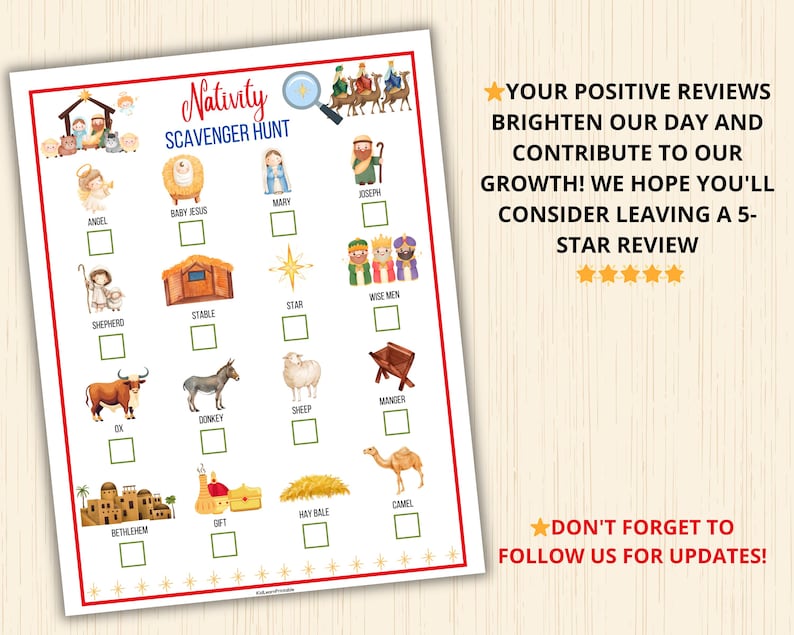 Nativity Scavenger Hunt,christmas Scavenger With Card,nativity Scene ...