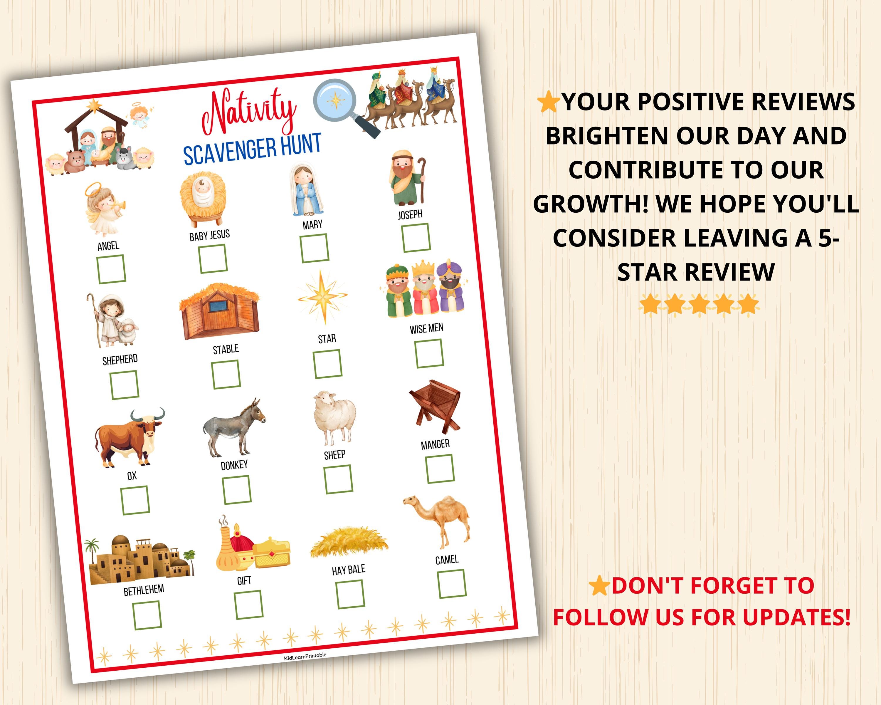 Nativity Scavenger Hunt,christmas Scavenger With Card,nativity Scene ...