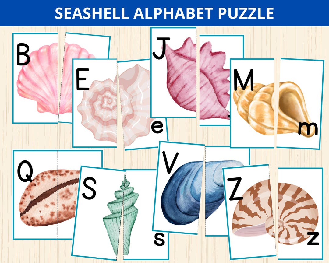 Seashell Alphabet Puzzle,alphabet Matching Activity,ocean Matching ...