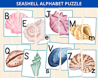 Seashell Alphabet Puzzle,alphabet Matching Activity,ocean Matching ...