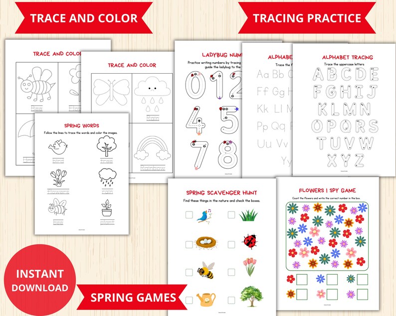 Spring Preschool Packet,spring Preschool Worksheets,spring Learning ...