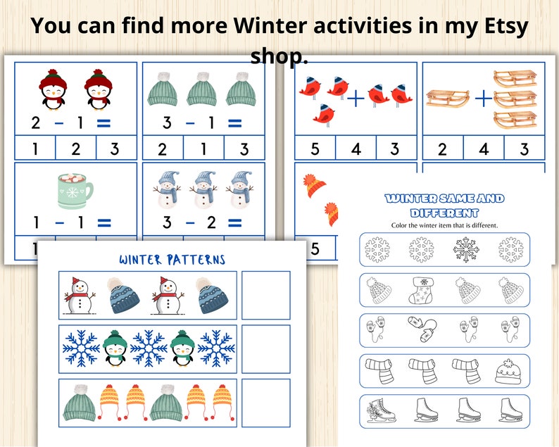 Winter Count and Clip Cards 1-20, Printable Preschool Math, Counting ...