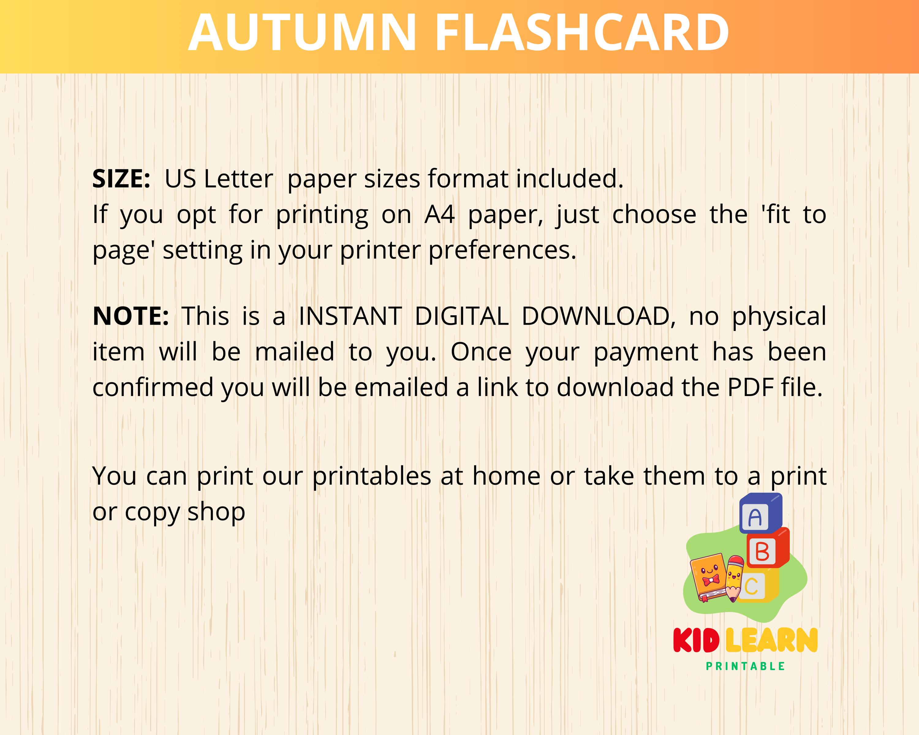 Autumn Flashcard,fall Vocabulary,nature Cards,autumn Montessori,autumn ...