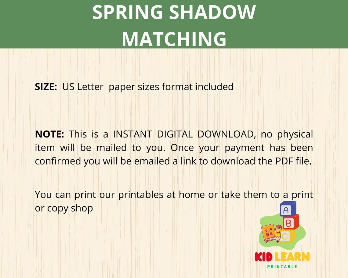 Spring Shadow Matching Cards, Spring Shadow Matching Activity ...