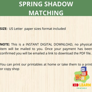 Spring Shadow Matching Cards, Spring Shadow Matching Activity ...